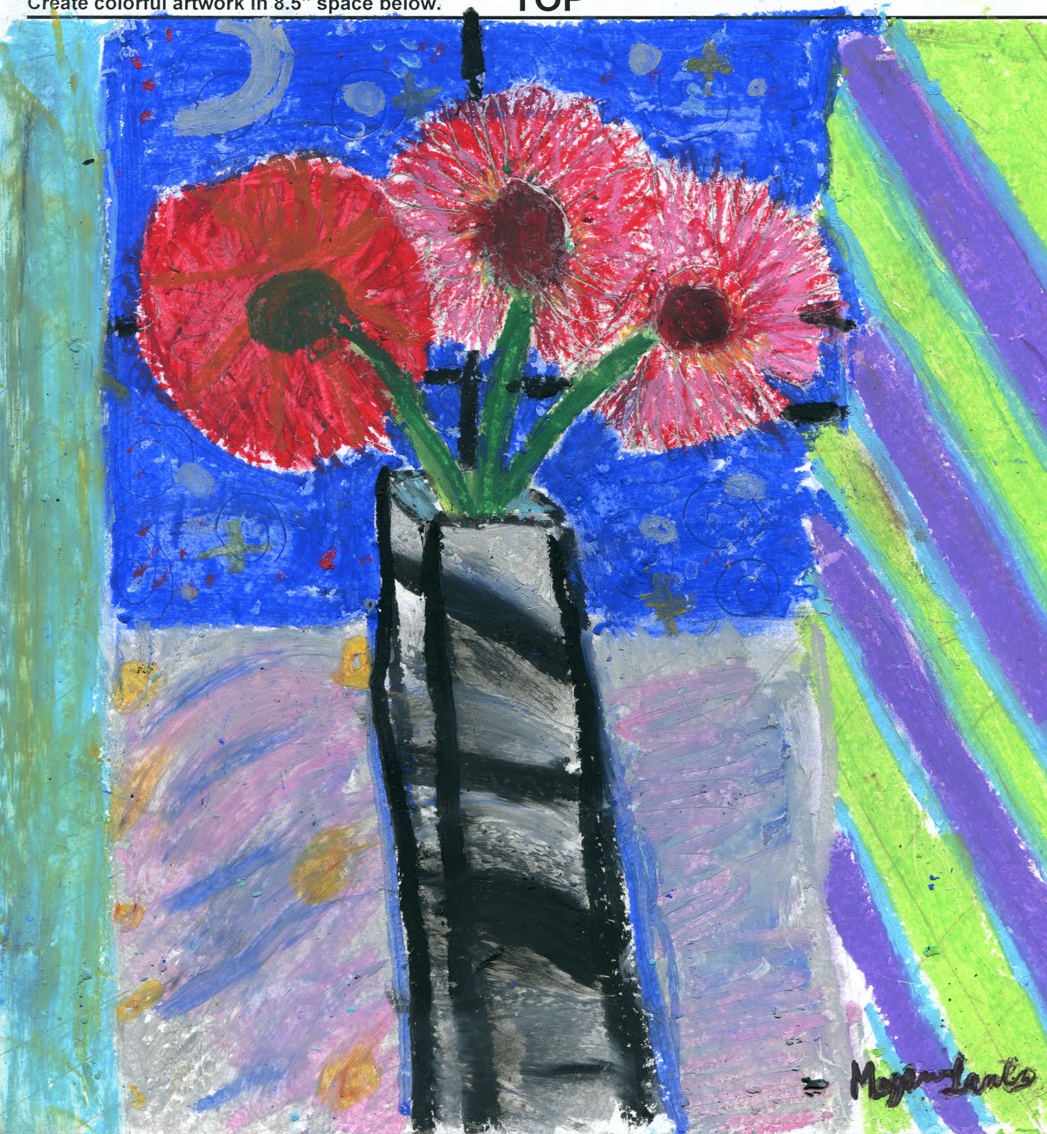 P. C. K. Art Room : Oil Pastel Still Life with Patterns- 6th grade