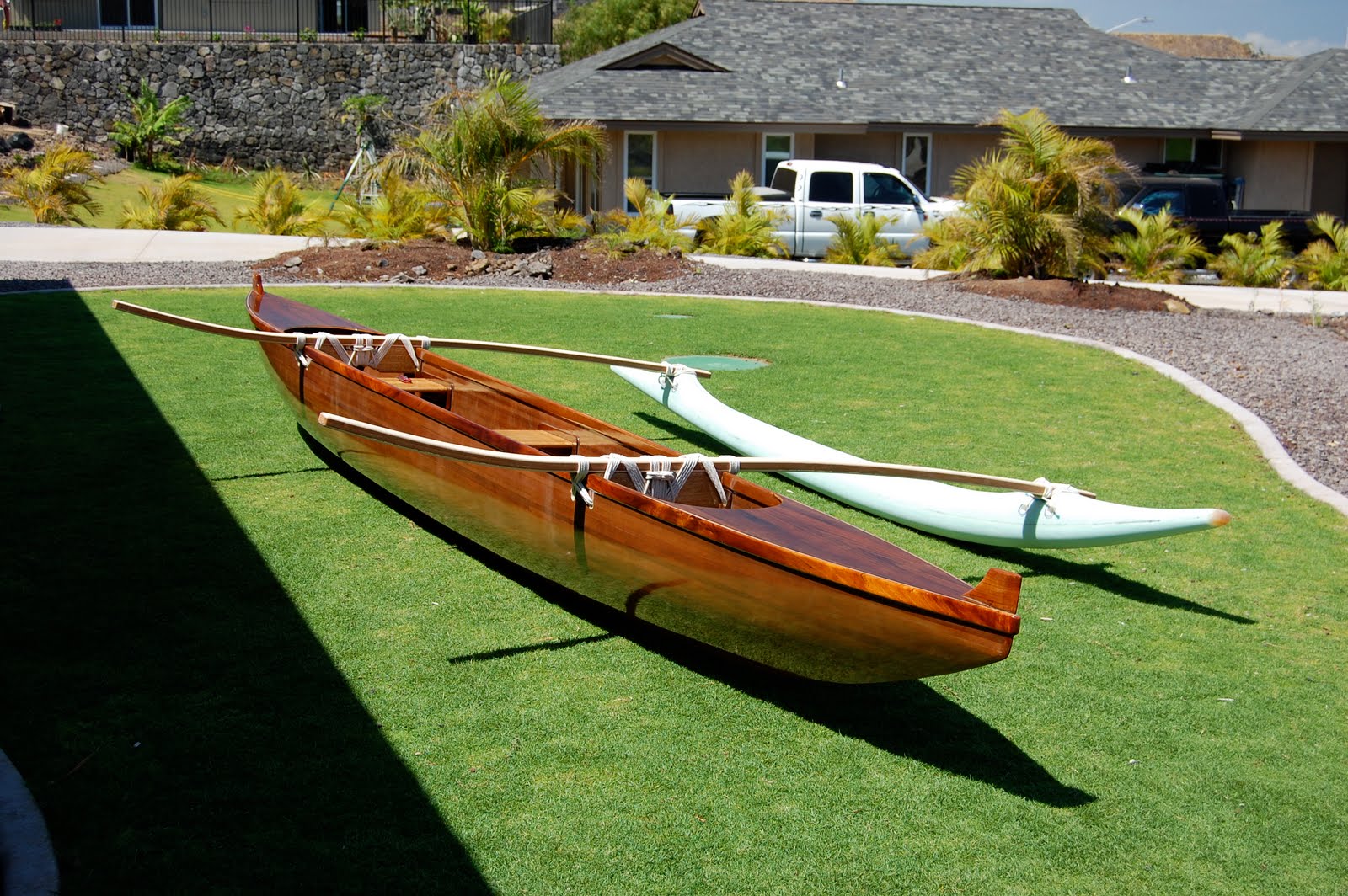 Building outrigger canoe ~ Shena