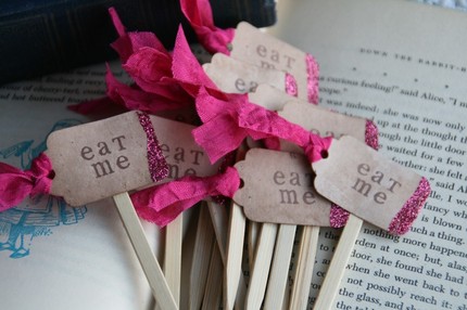 12 PARTY PICKS WITH RIBBON AND GLITTER - $9.95