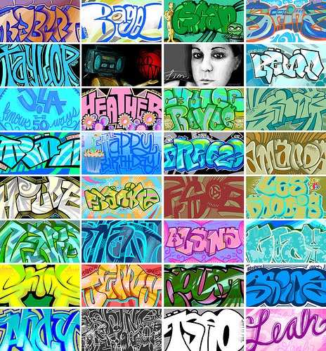 mural graffiti art: 4 x 8 Graffiti Alphabet Letters Collection