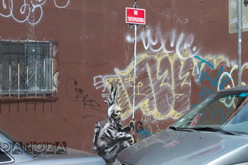 graffiti walls: Banksy Graffiti - Indian Tribe in San Francisco