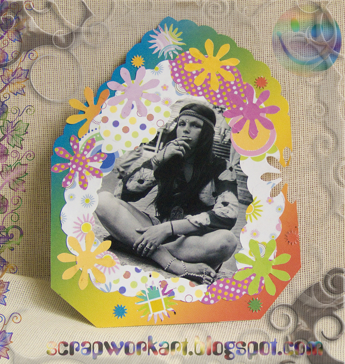 Cards Scrapbooking and Art: Fast Hippy thank you card