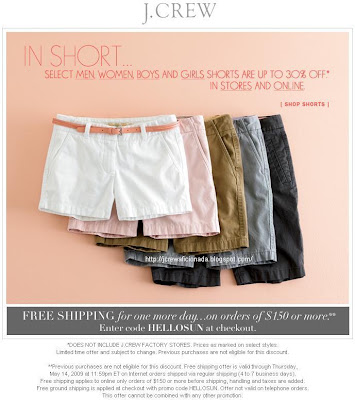 J.Crew Aficionada: J.Crew Email: Up to 30% off shorts + free shipping ...