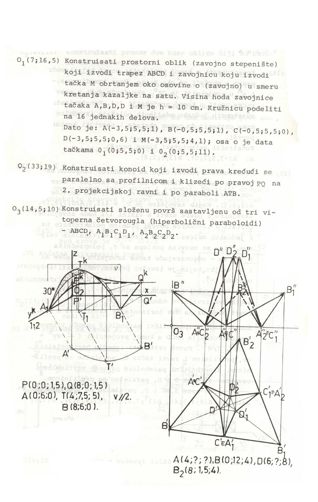 NACRTNA GEOMETRIJA - DESCRIPTIVE GEOMETRY - GEOMETRIA DESCRITTIVA - DARSTELLENDE GEOMETRIE: ZADACI 1