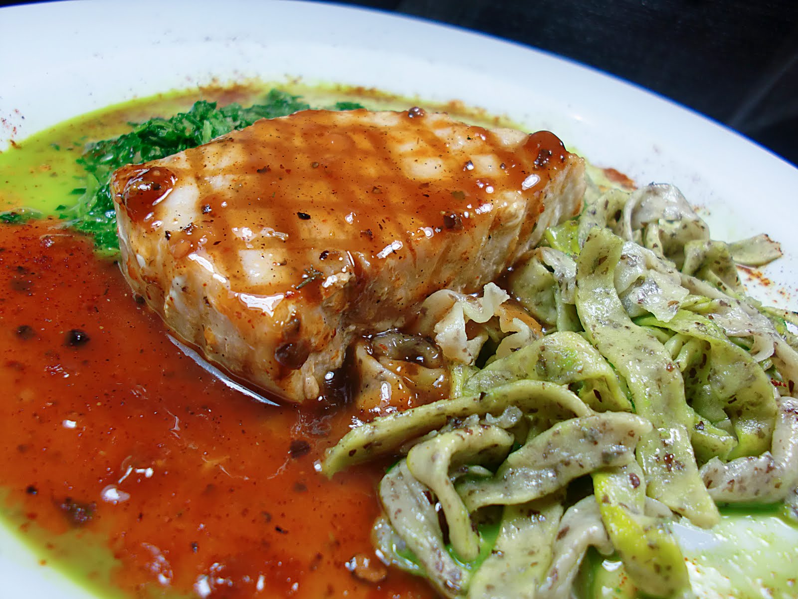 ChezWhat?: grilled swordfish, poached baby octopus and fresh cured ...