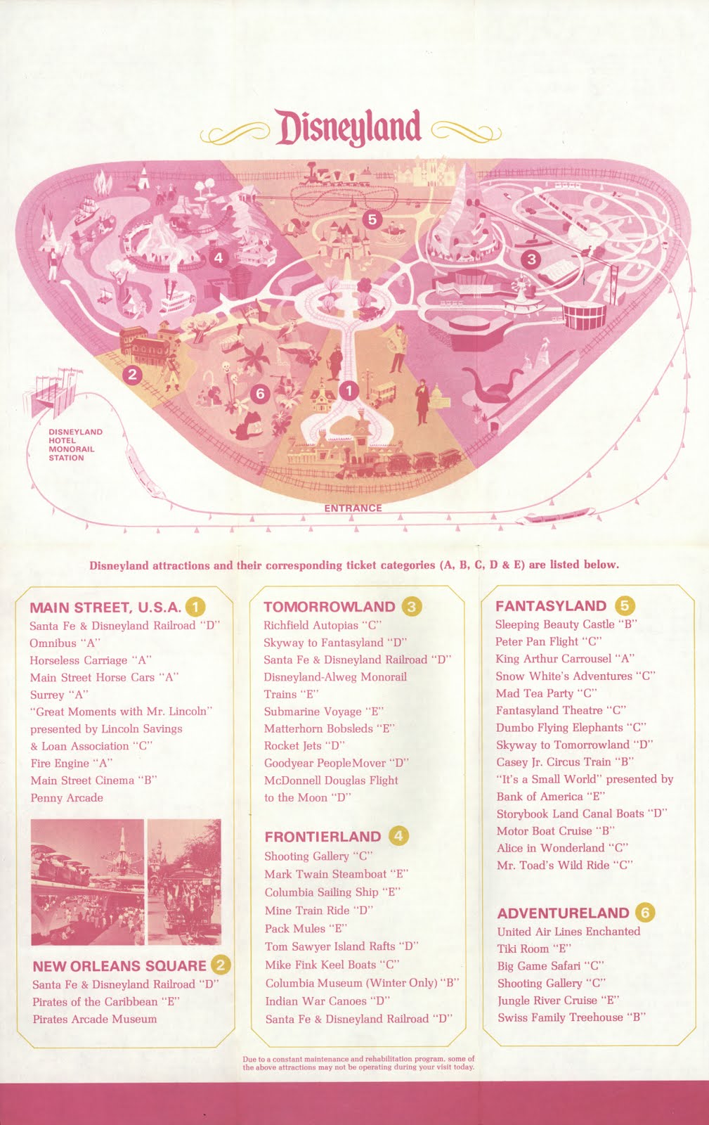 Vintage Disneyland Tickets: Disneyland Brochure Comparison - 1968 & 1970