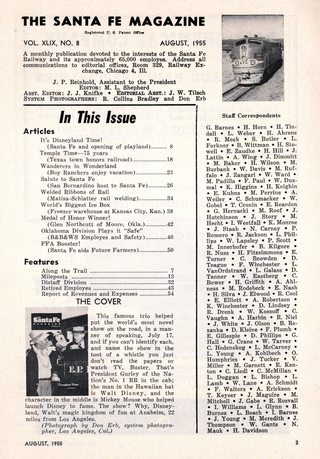 Vintage Disneyland Tickets: The Santa Fe Magazine - August 1955