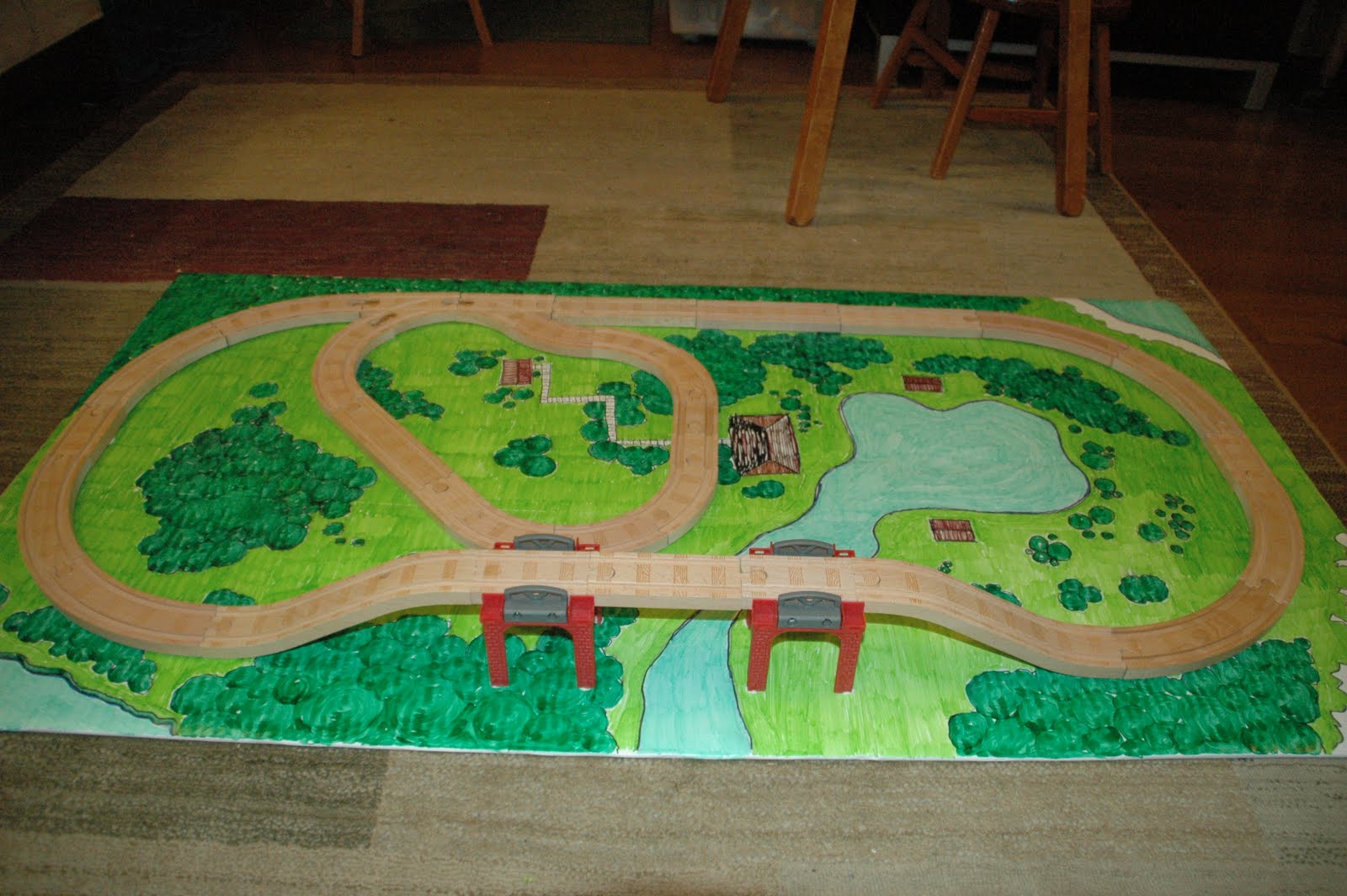 Mom's Daily Adventures!: DIY Train Playboard Tutorial (for wood trains)