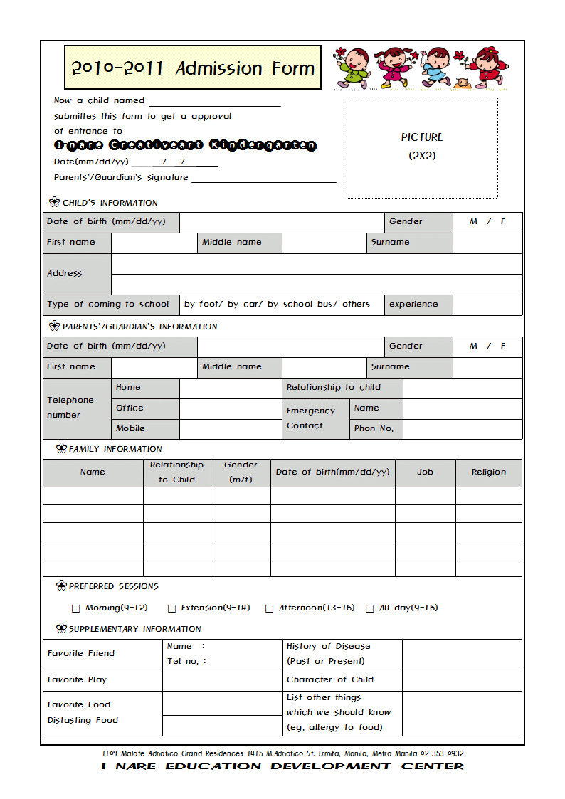 I CLK PRESCHOOL Admission Form i-clk-preschool-admission-form