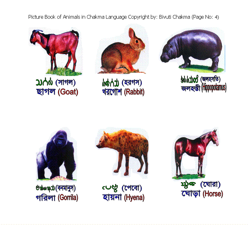 animals: Picture of Animals in Chakma Language