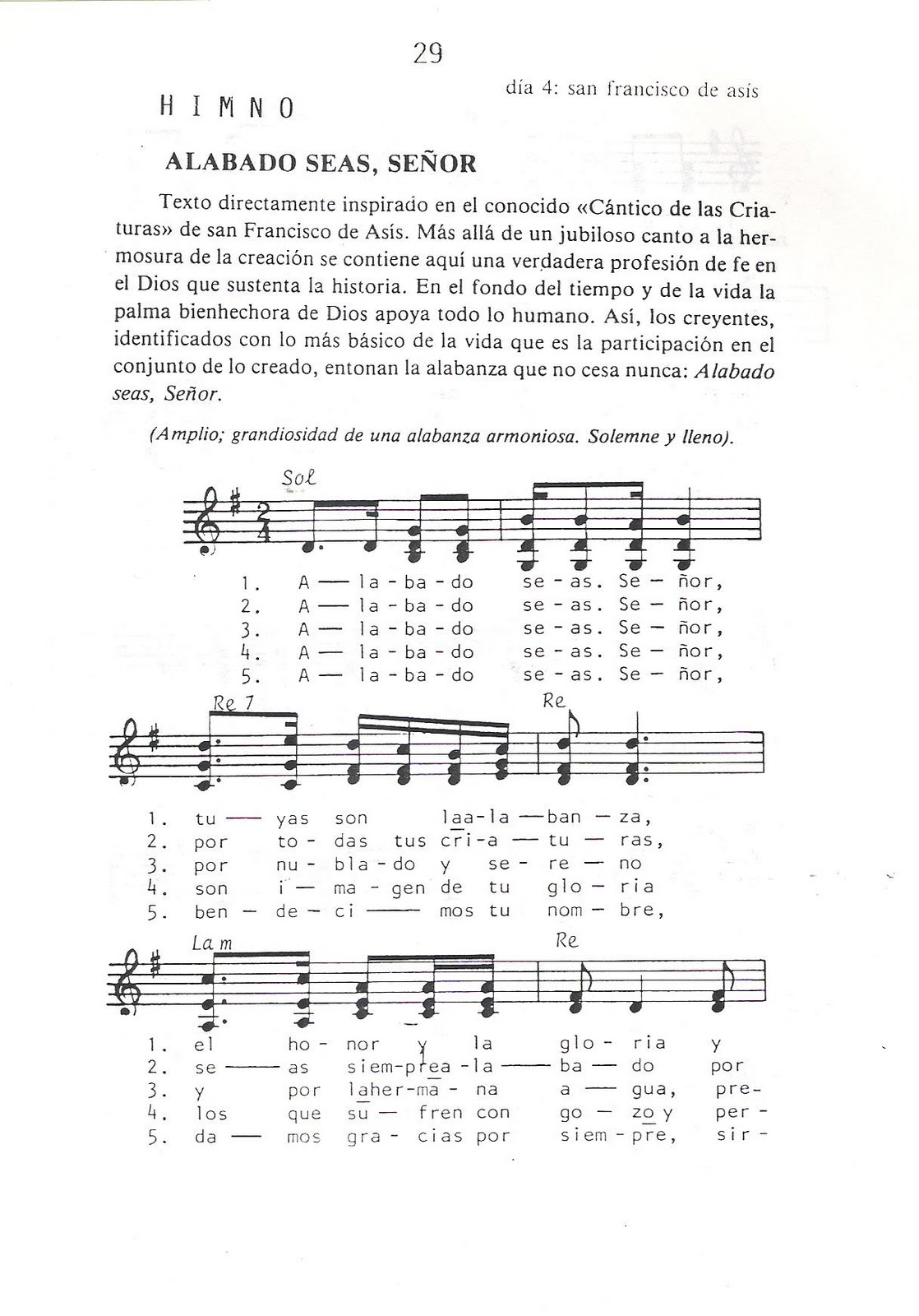 PAZ Y BIEN: Himno alabado seas, Señor