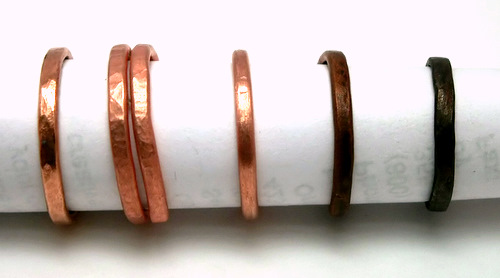 Wild roses and blackberries: Forged copper rings