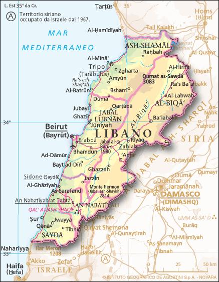Libano Capitale Mappa