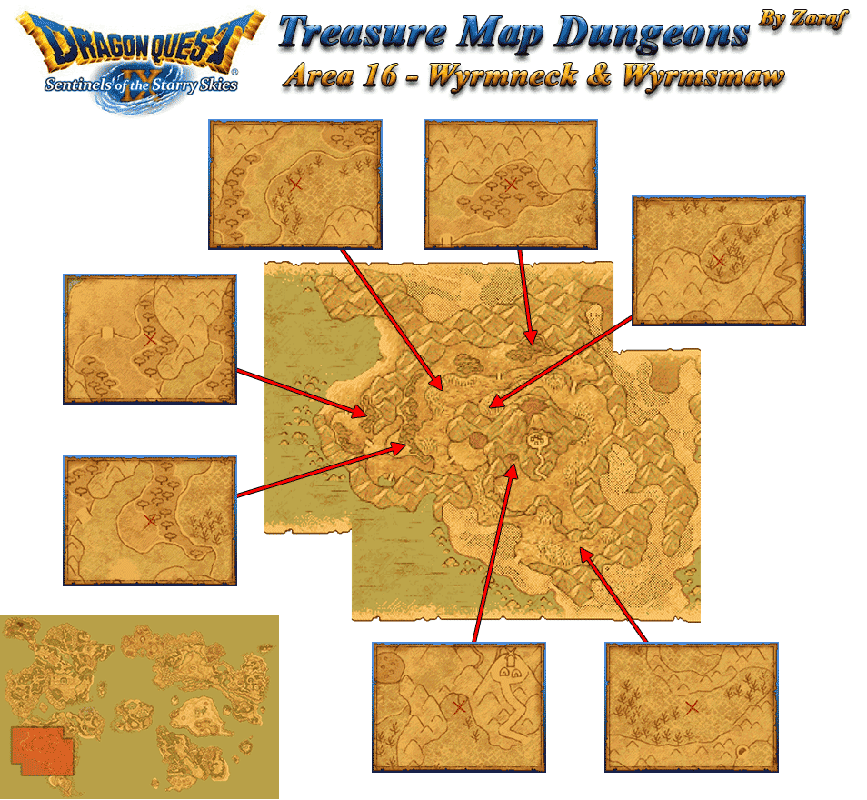 Dragon Quest 9 Grotto Maps: Wyrmneck And Wyrmsmaw