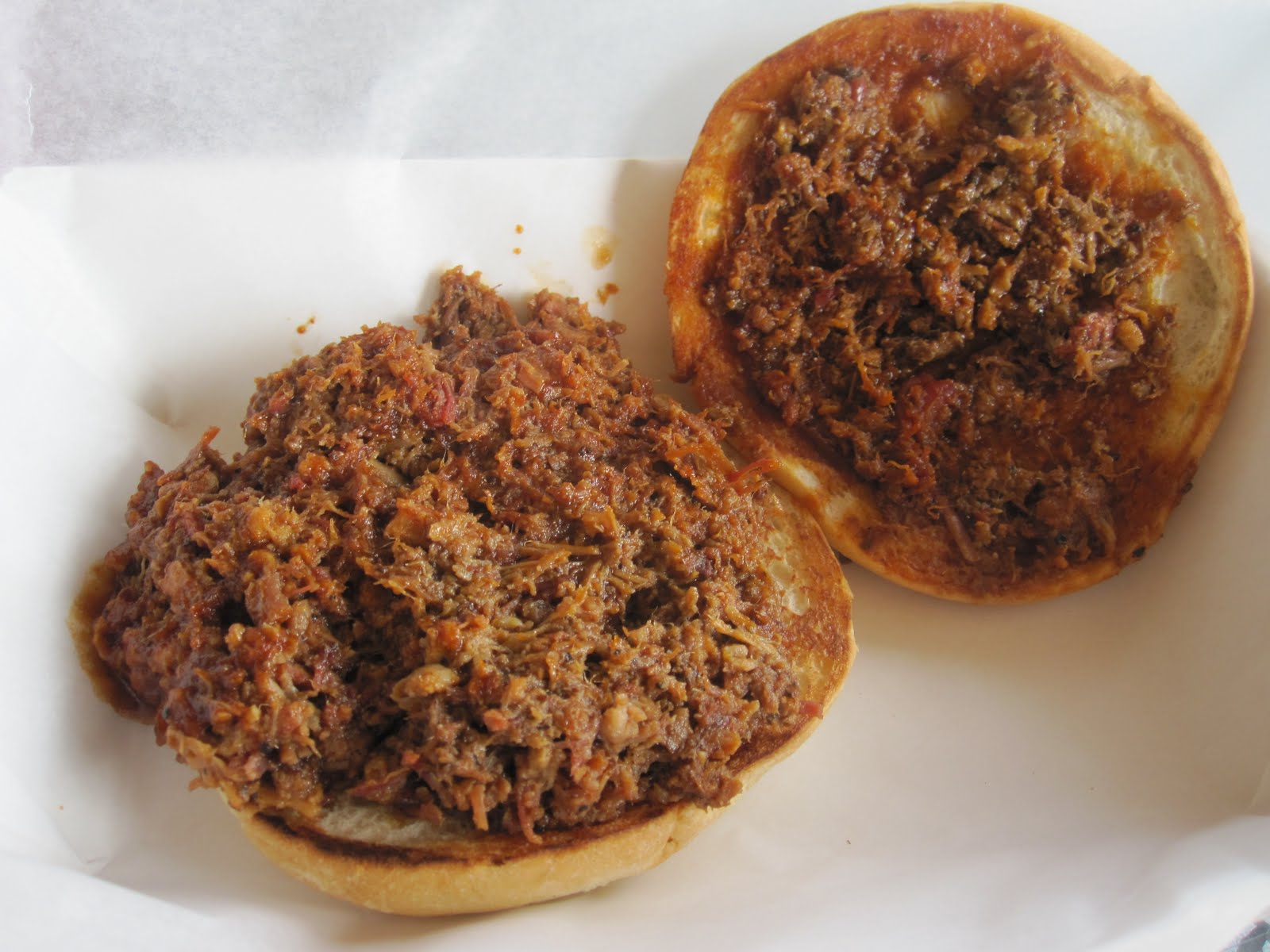 Man Up: Tales of Texas BBQ™: Chopped-beef sandwich at Granzin BBQ (New ...