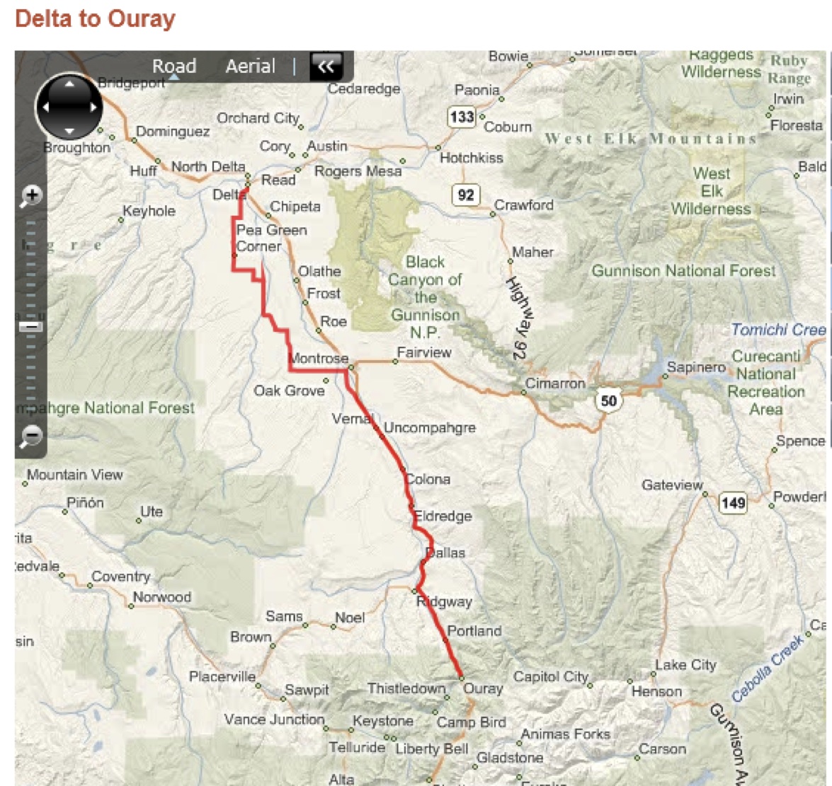Eklunds Ride the Rockies: Tuesday: Delta to Ouray