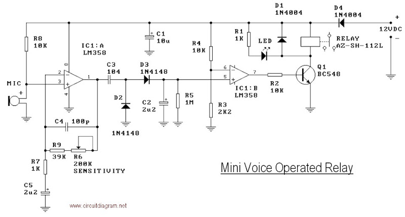 Mini Operated Voice Relay Schematic - Electronic Circuit Schematic ...