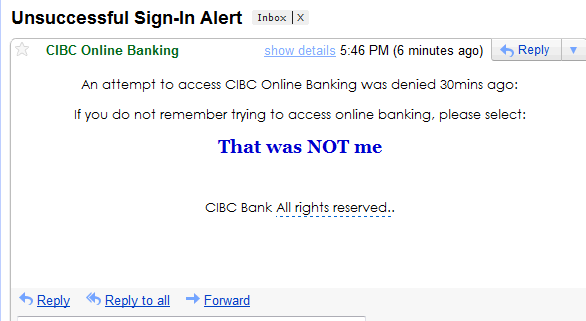 Treasure Picks: Fraud Alert CIBC Emails Flying Around