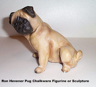 Dog Pound Museum: Ron Hevener Chalkware Pug Sculpture