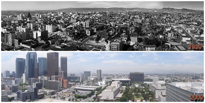 A Historical Panorama of Los Angeles.: Downtown panorama: then and now