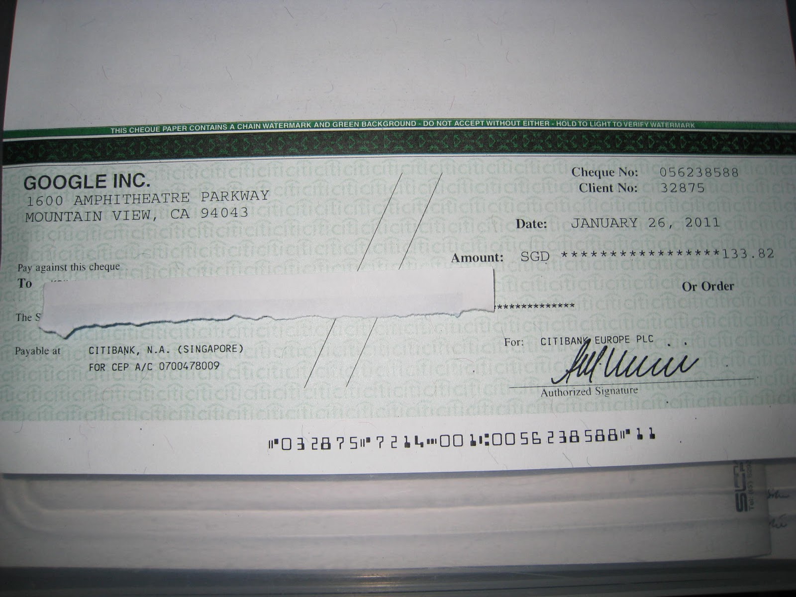 Tea with AK71: First cheque from AdSense. | A Singaporean Stocks ...