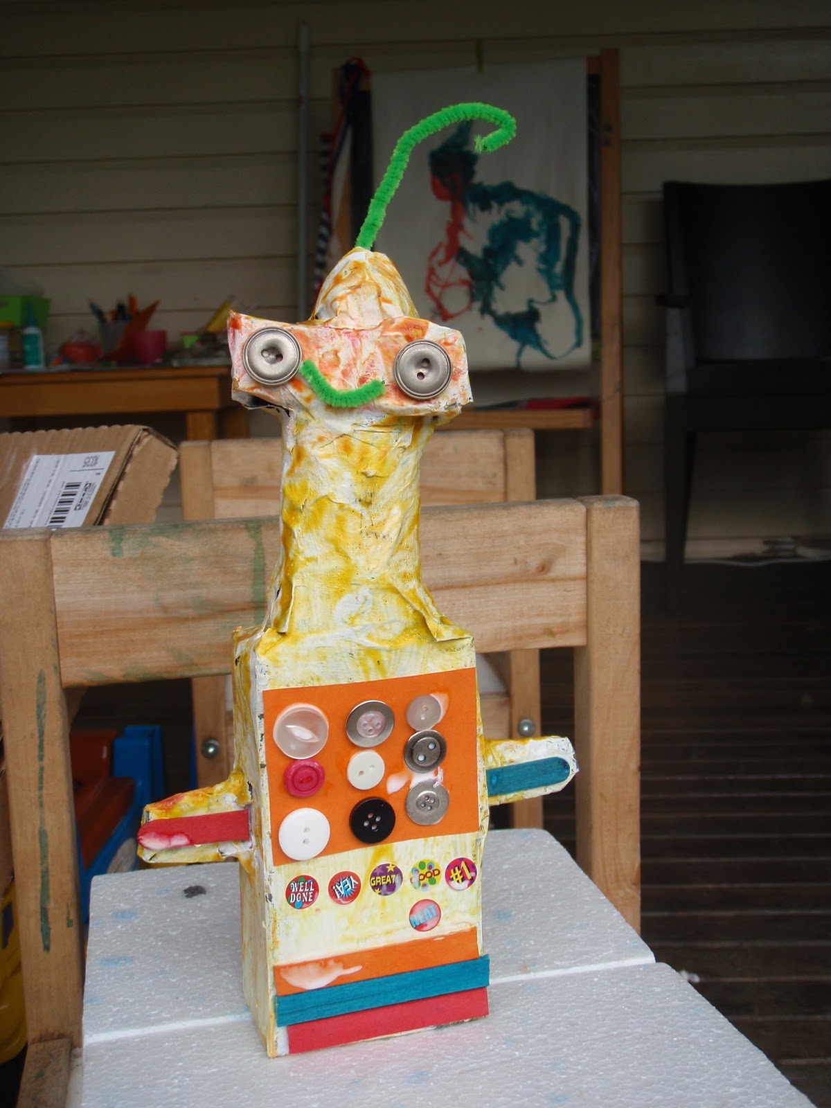 Little Cricket: Paper Mache Robot