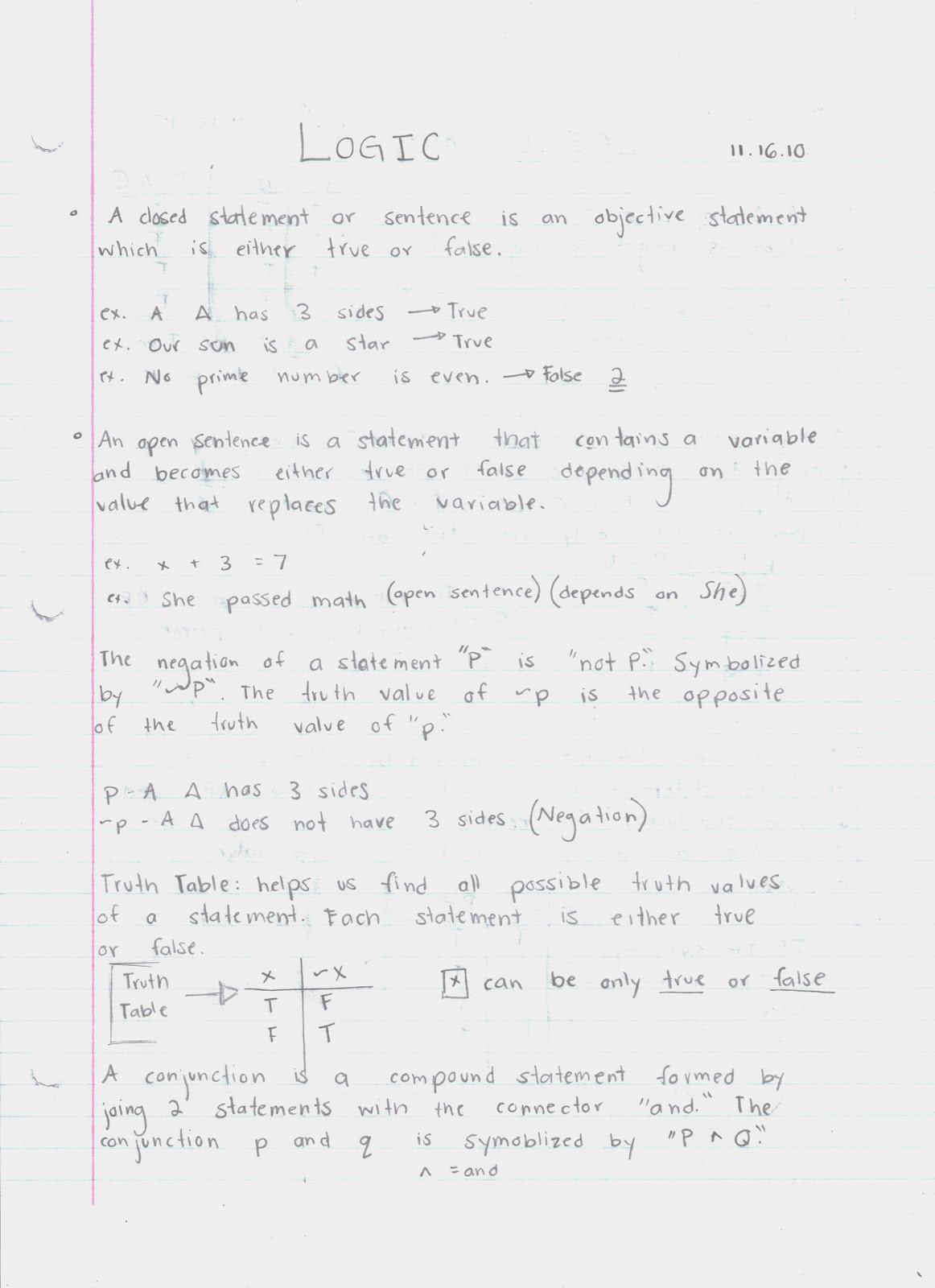 Kolina's Geometry Class: Introduction to Logic