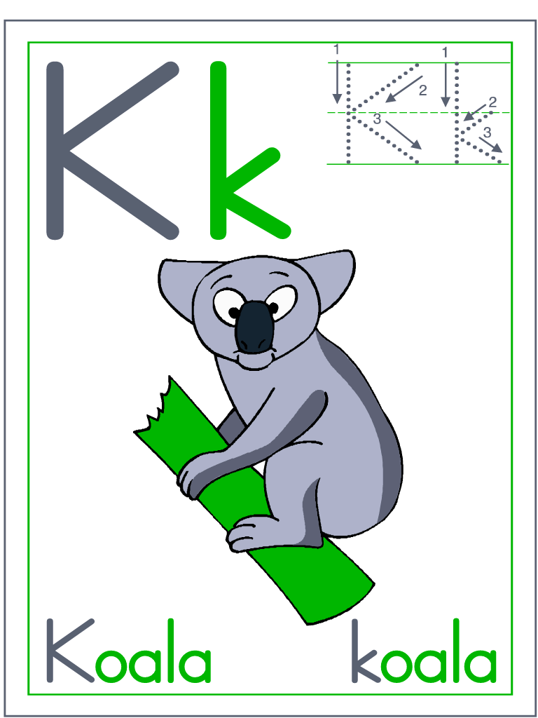 FICHAS DE CALIGRAFIA PARA PREESCOLAR:EL ABECEDARIO COLOREAR LETRA K ...