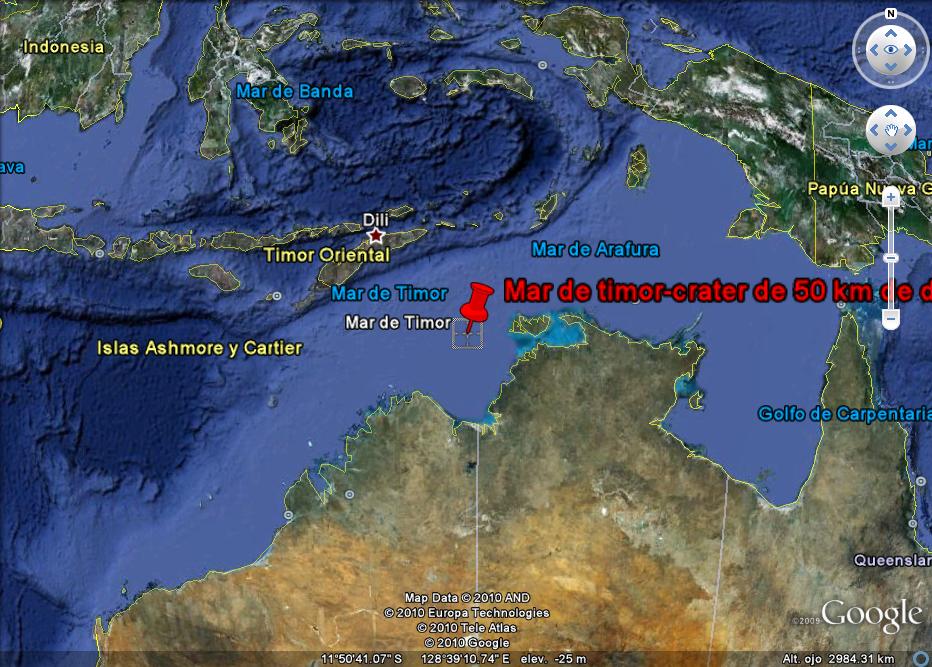 DEMOSTENES: MAR DE TIMOR-CRATER DE 50 KM DIAMETRO