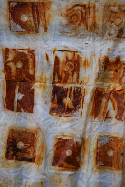 Goat Feathers: Rust Dyeing Fabric