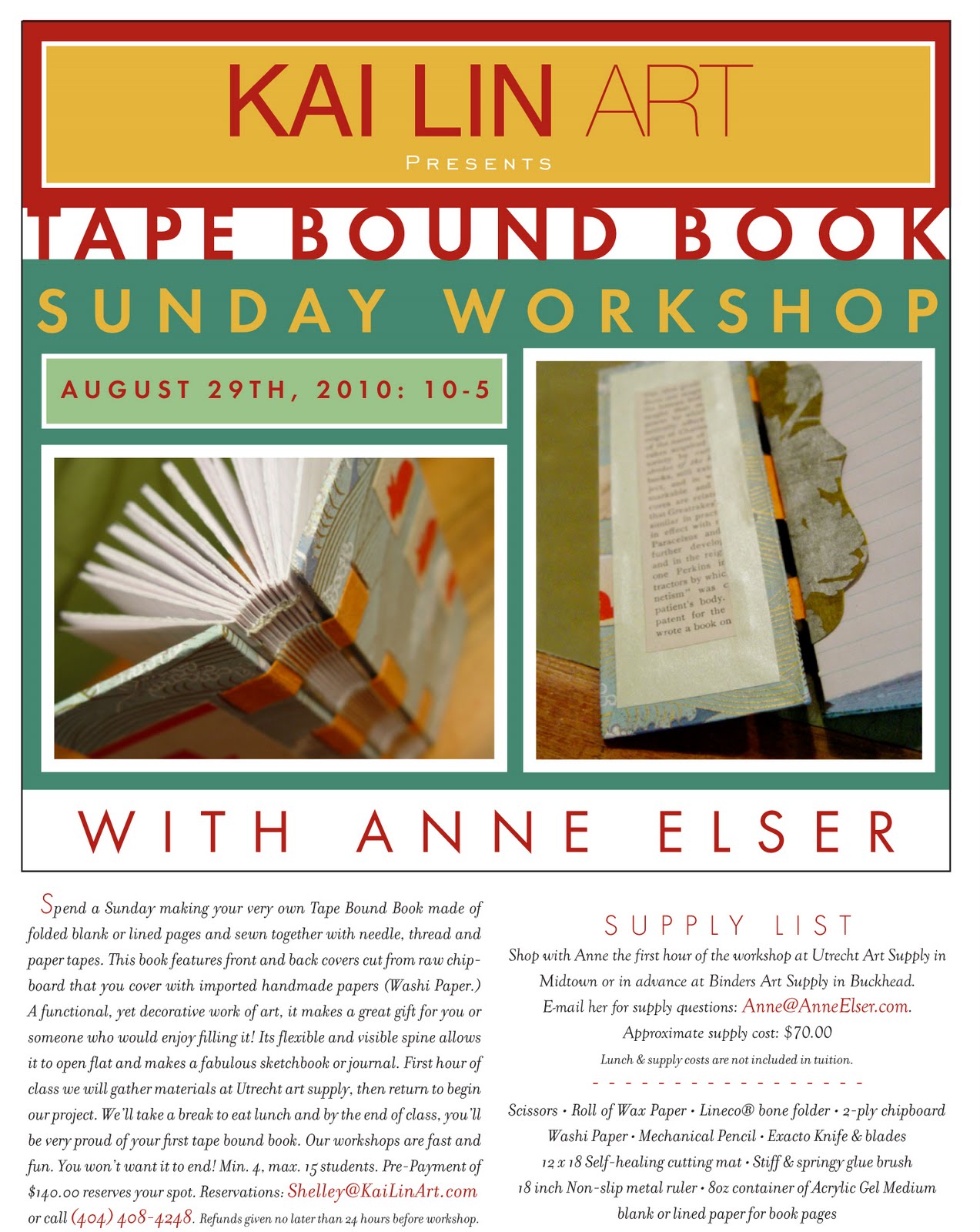 Anne Elser: Tape Bound Book Sunday Workshop at Kai Lin Art