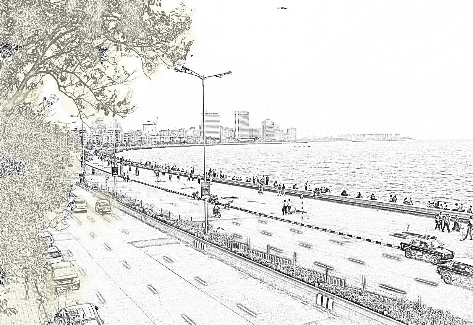 Stock Pictures: Marine Drive Mumbai - Photographs and Sketches