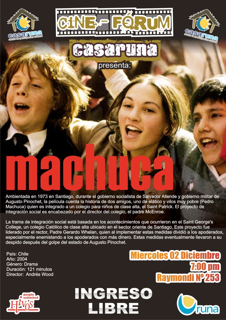Casa Runa: CINE FÓRUM presente el film MACHUCA este miércoles 02/12 ...