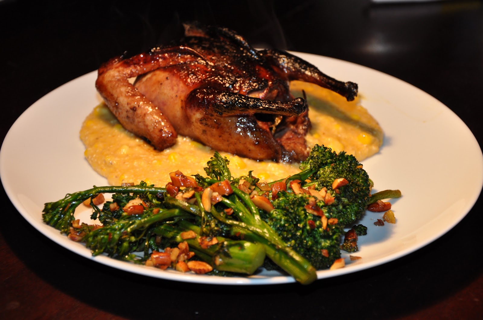 Slice of Rice: Pan-Roasted Squab, Polenta and Broccolini