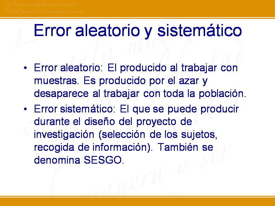 Error aleatorio, sistemático, precisión y validez