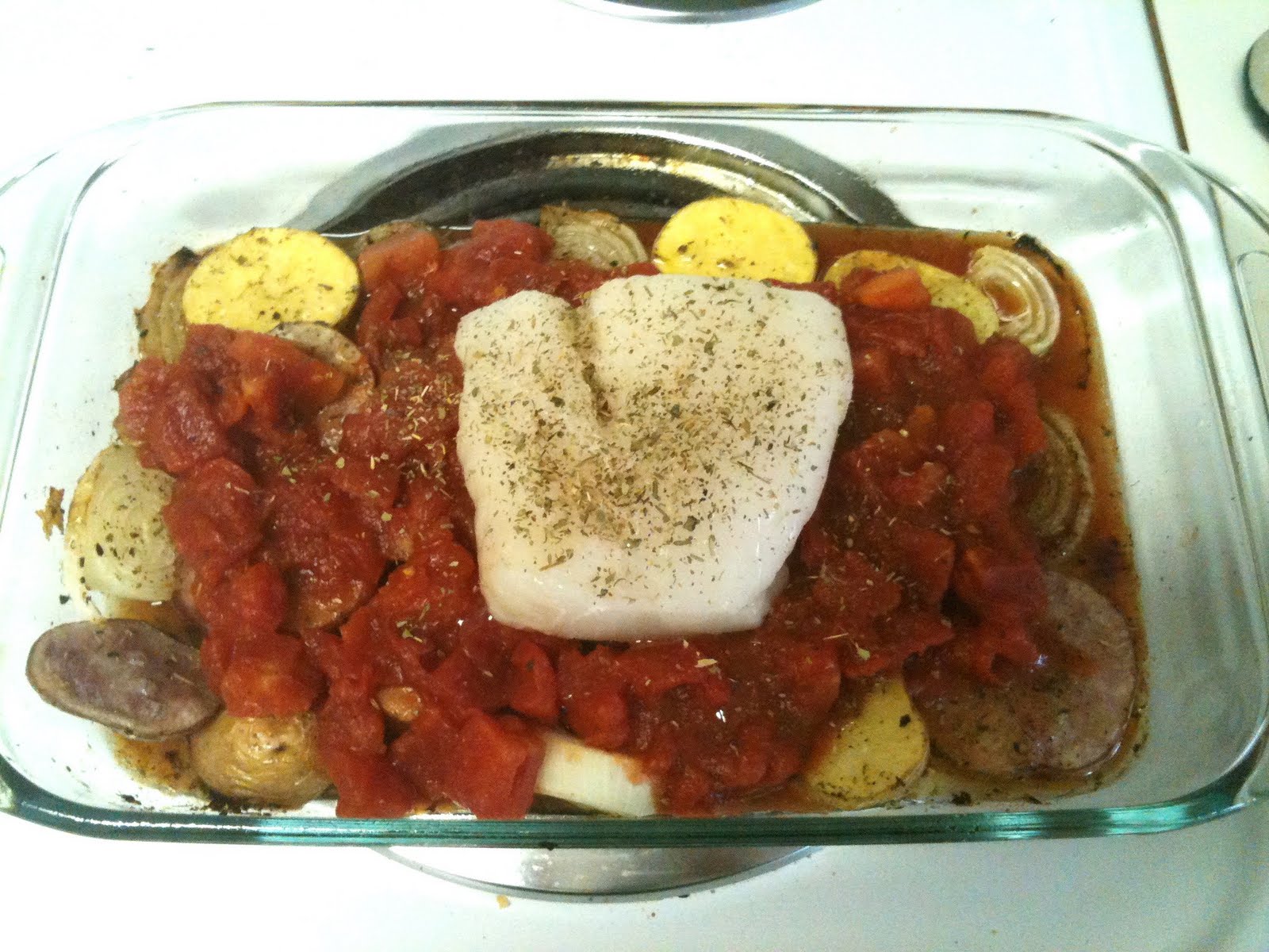Cooking for One: Italian Baked Fish with Onions and Potatoes