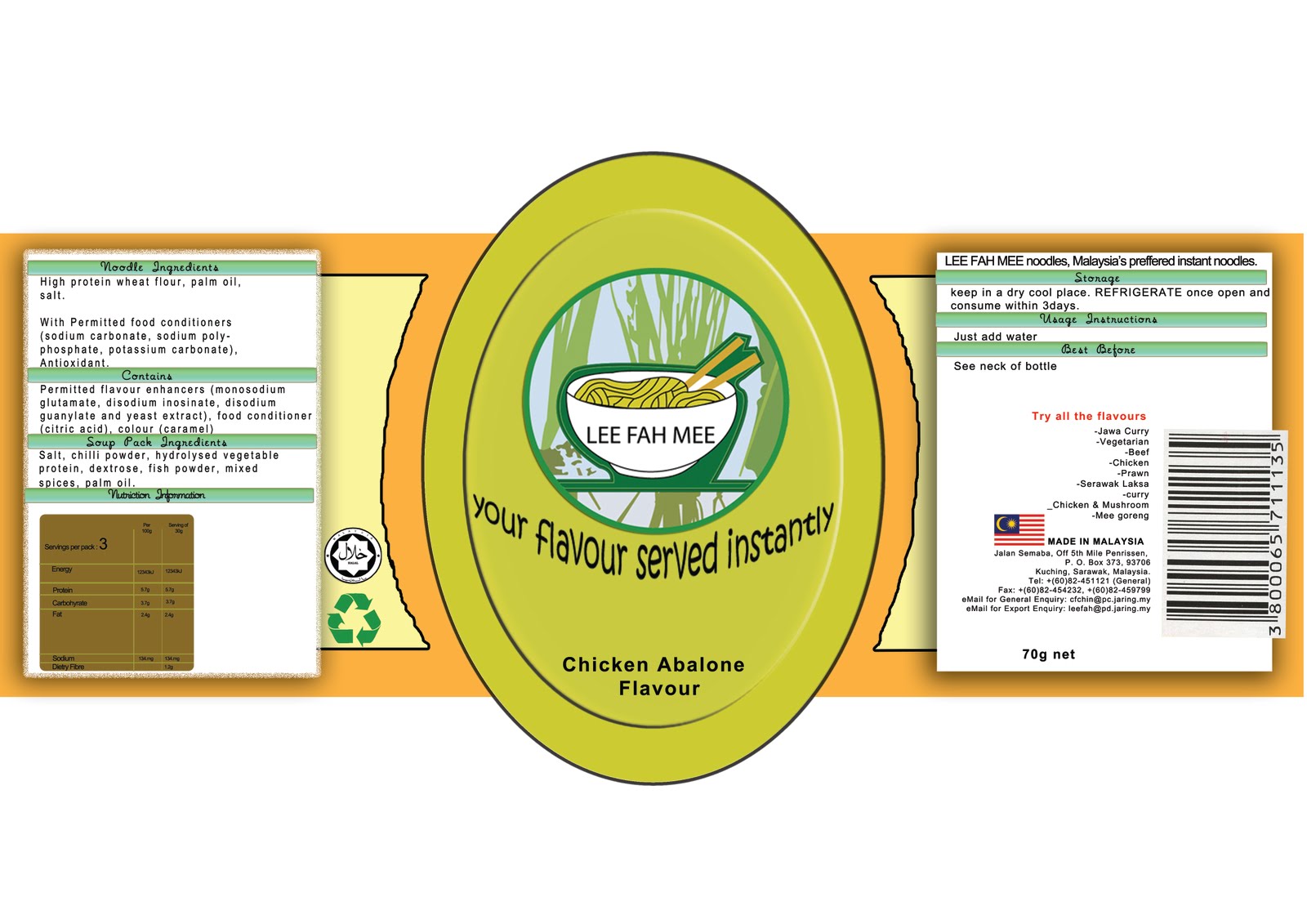 media innovation portfolio: Lee fah mee logo and package design