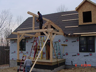 Scott Martin Construction 740-215-0234: Start of post and beam porch