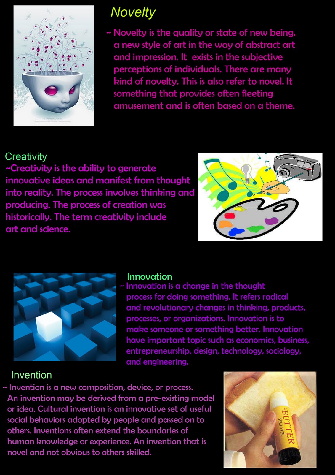 Creative Studies~Pravina: Novelty, Creativity, Innovation and Invention