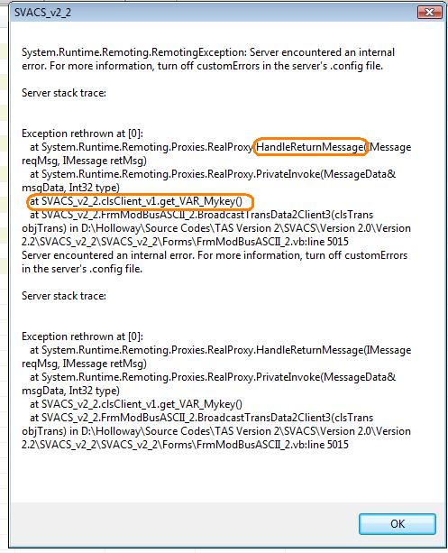 System Runtime Remoting Remotingexception Server Encountered An Internal Error