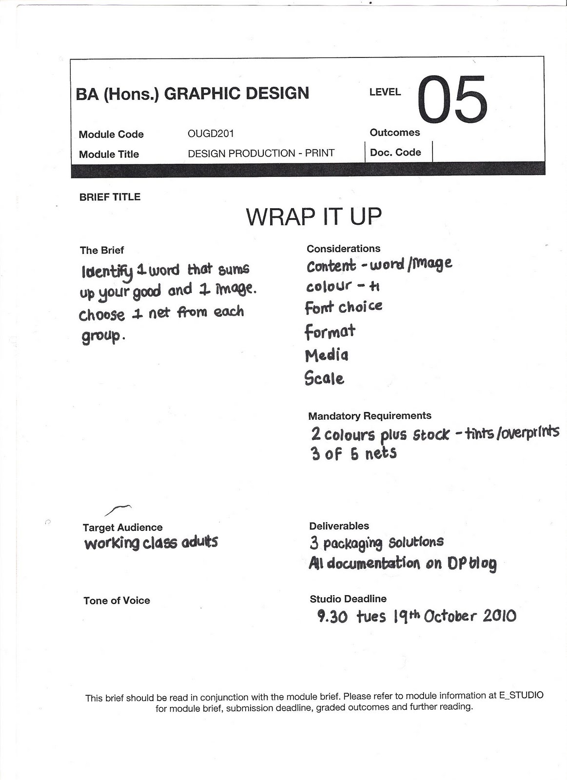 DESIGN PRACTICE: Wrap it up- brief