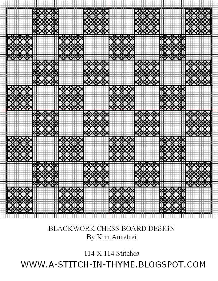 A Stitch in Thyme: Free Blackwork Chess Board Design