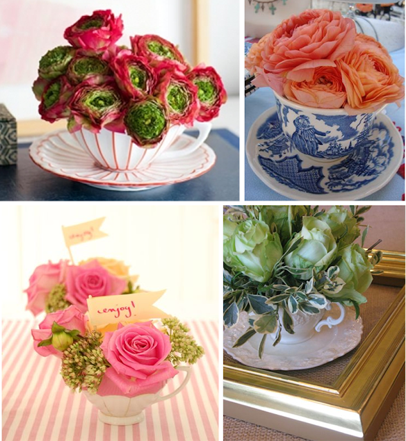 abode: tea cup flower pots.