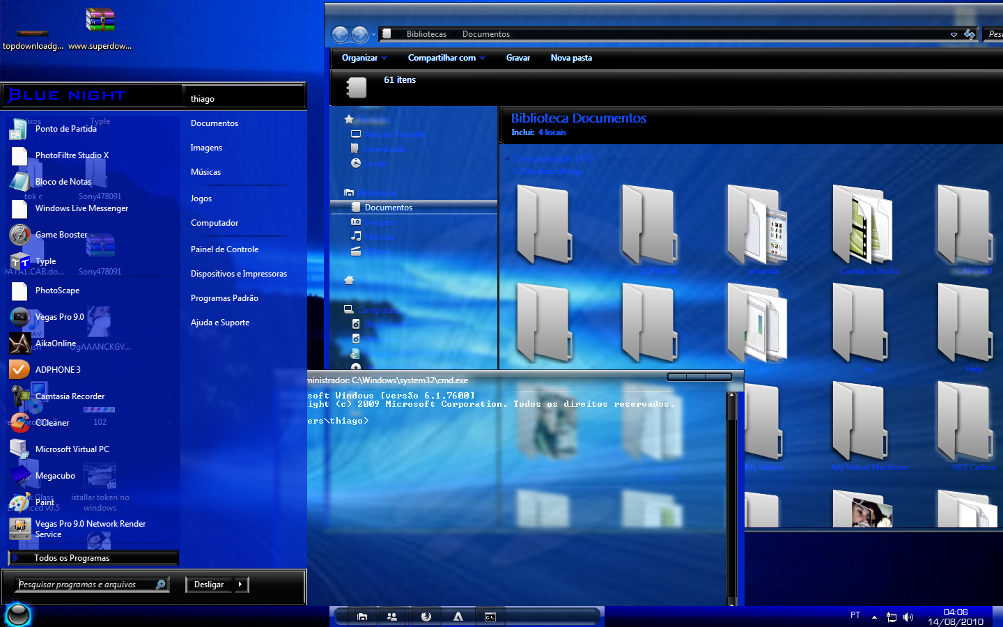 teste: Blue night- theme for windows 7 ( tema criado por mim )