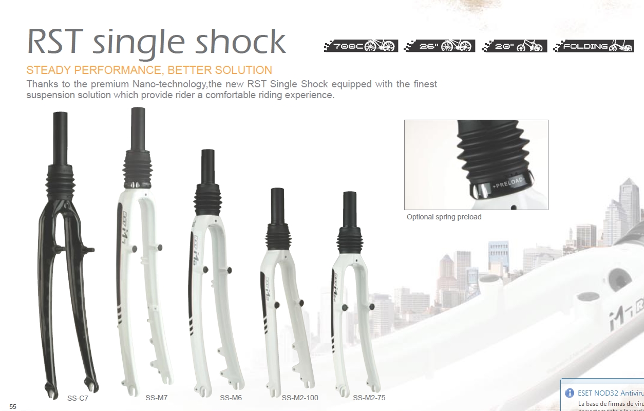 XCR: Horquilla Rigida Rst Single Shock Ss-m6 $79.990
