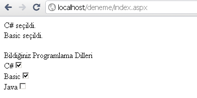 ASP.NET C#: CheckBox Kontrolu