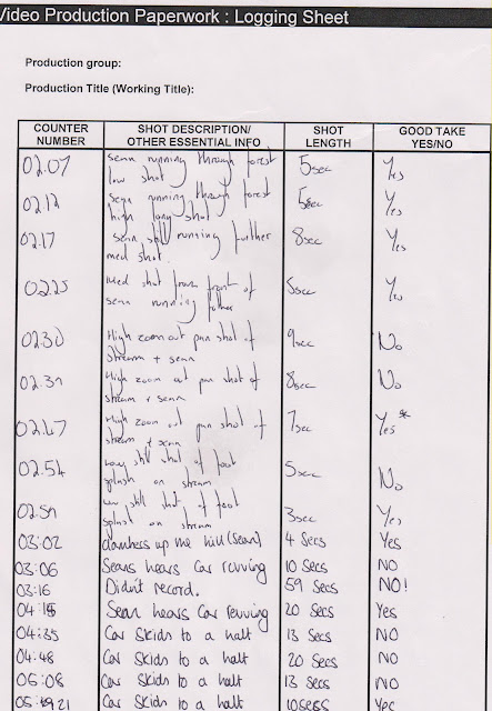 AS Media: Section 10 : Film/Tape Logging Sheet