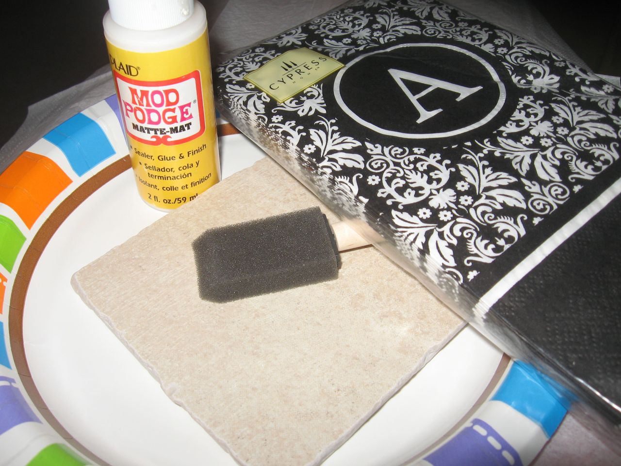 Generally Creative: Napkin + Tile + Mod Podge = Coaster