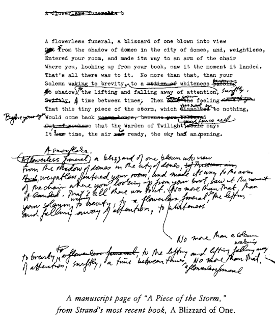 MARK STRAND,Mark Strand - Poems, Biography, Quotes: A manuscript page ...