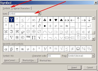 Teaching Ideas: Microsoft Word - Insert Symbol